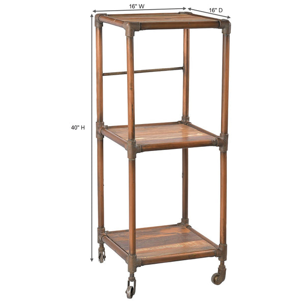 Eclectic Reclaimed Wood And Copper Pipes Repurposed 40 in. Tall Displa ...