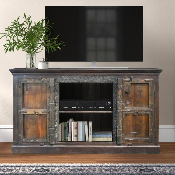 Rustic Antique 2-Door Solid Wood Media Console (FP) - Far Pavilions