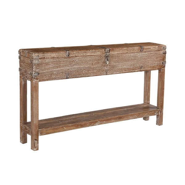 Eclectic Solid Wood Distressed Storage Chest 10" Deep Narrow Console ...